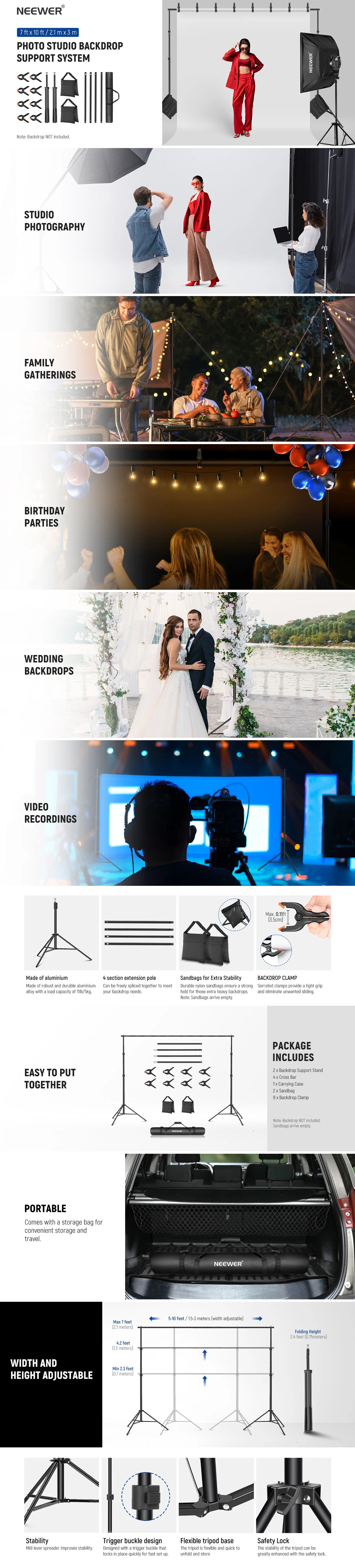 NEEWER 3x2.1m / 10x7ft Background Support System – Fotoexpress Egypt