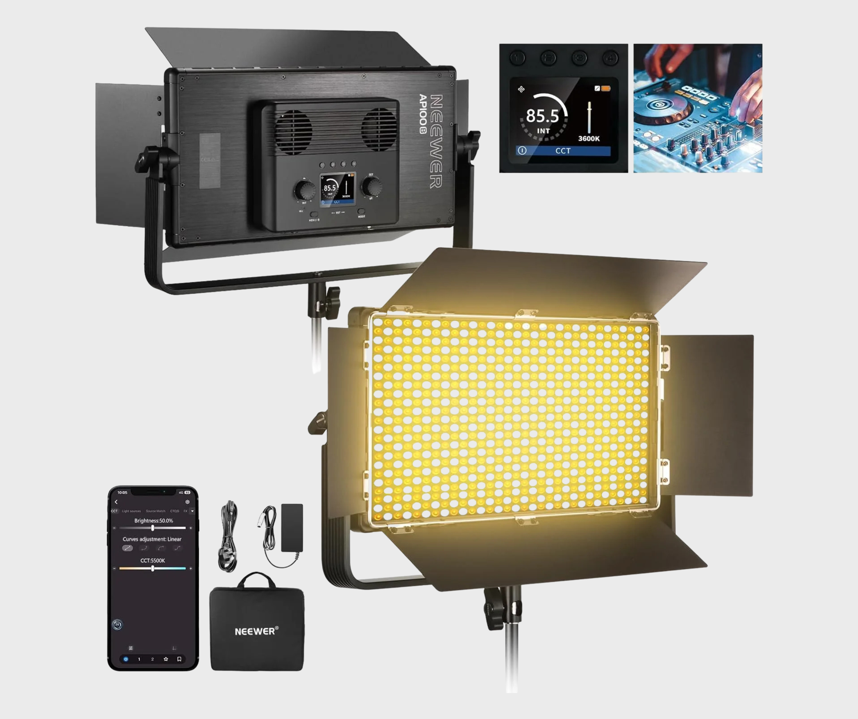 NEEWER AP100B 100W Bi Color LED Panel Video Light Kit – Fotoexpress Egypt
